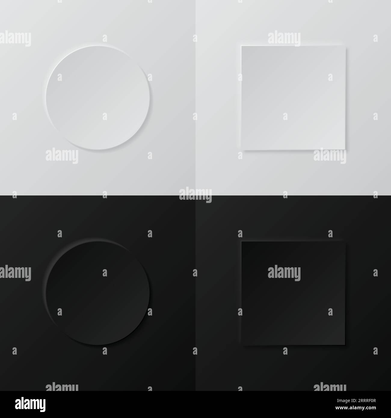 Abstract 3d circle and square frame border. Set of black and white ...