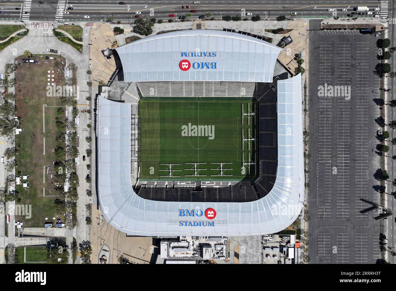 A general overall aerial view of BMO Stadium, Friday, Sept. 8, 2023, in ...