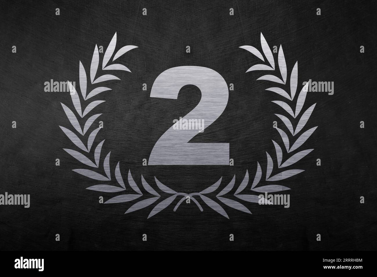 Number 2 in silver color with a laurel wreath and stars Stock Photo - Alamy