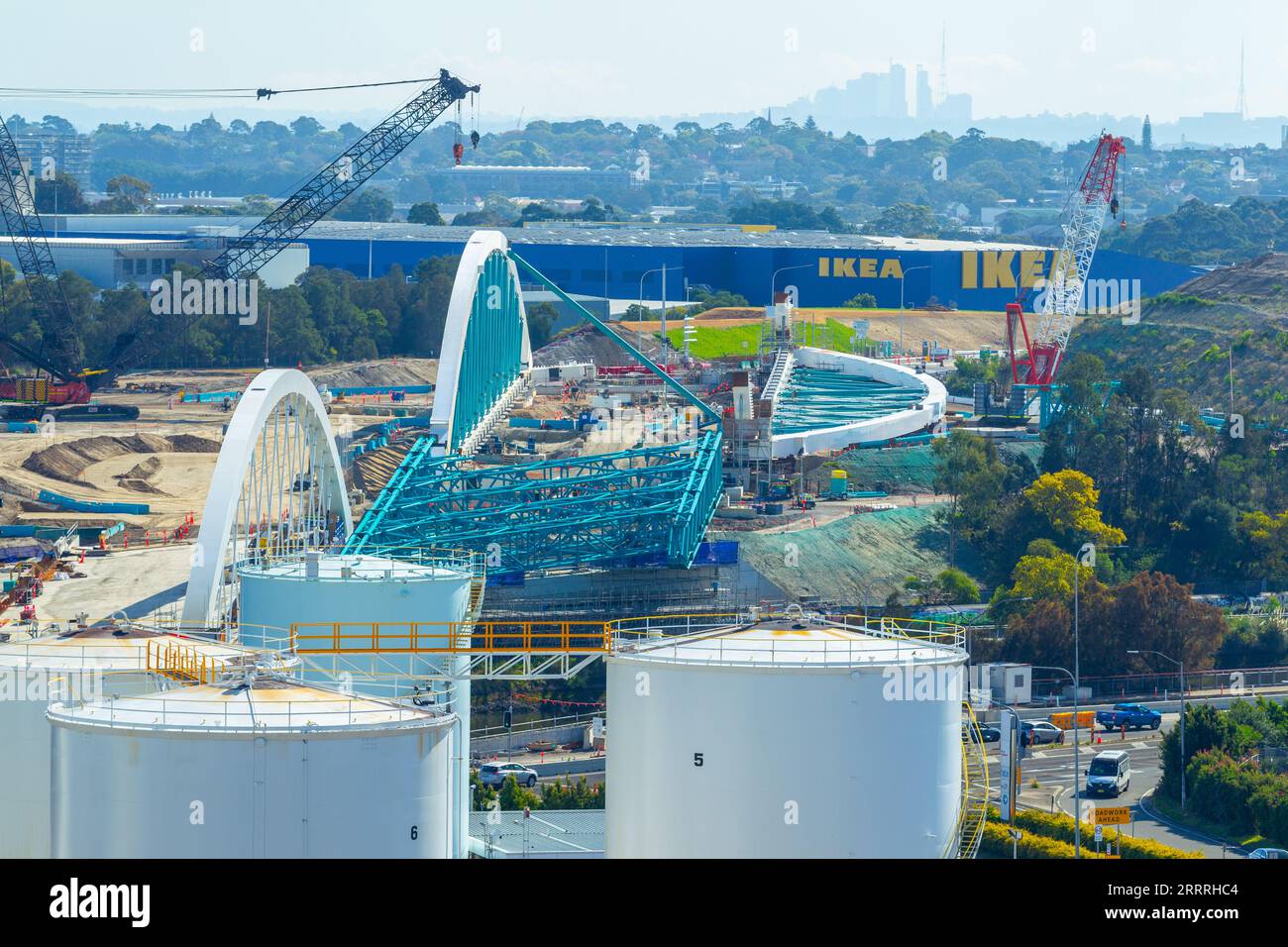 Installation of the bridge crossing Alexandra Canal at Tempe Reserve ...