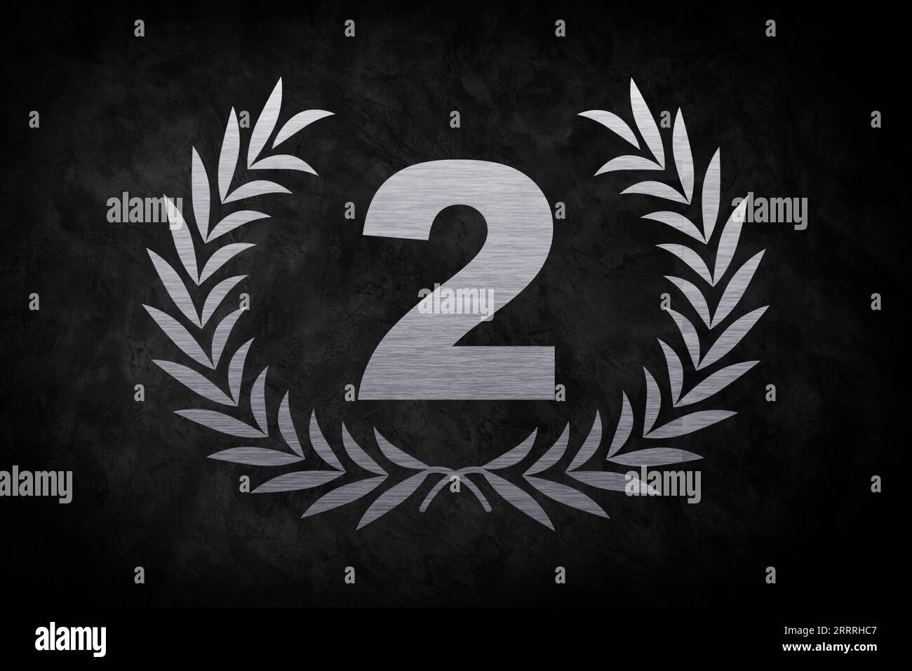 Number 2 in silver color with a laurel wreath and stars Stock Photo - Alamy