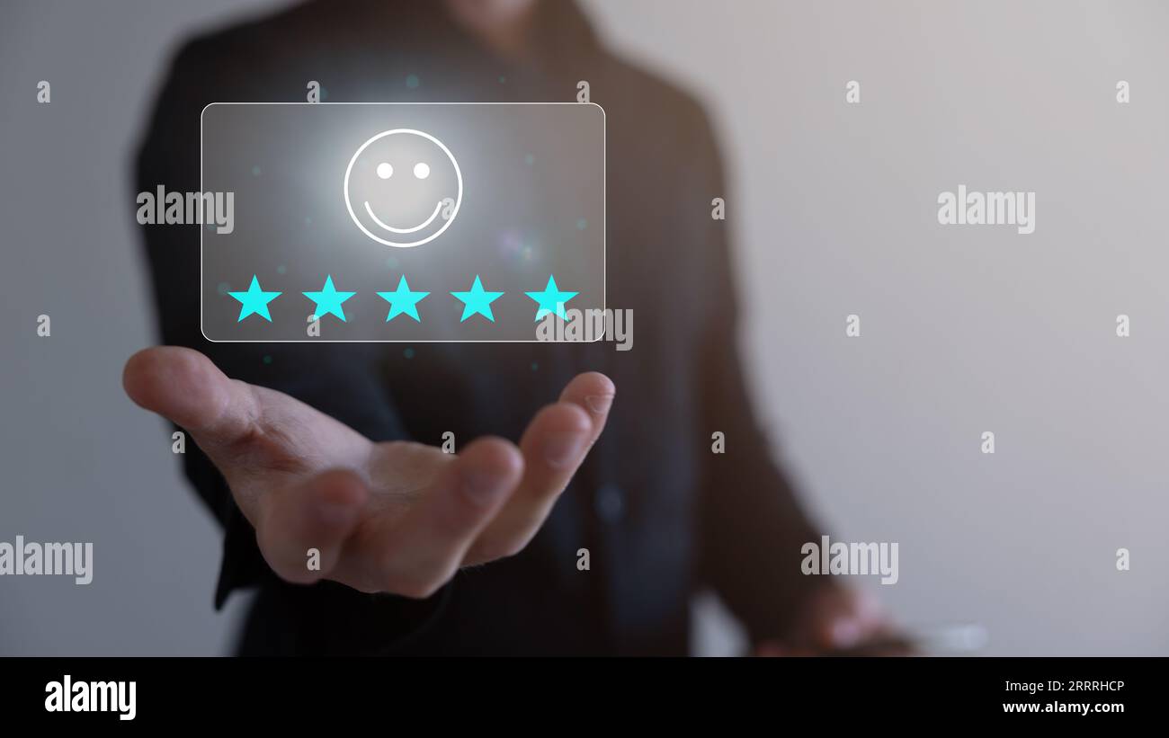 Technology customer assessment concept A close-up picture of a ...