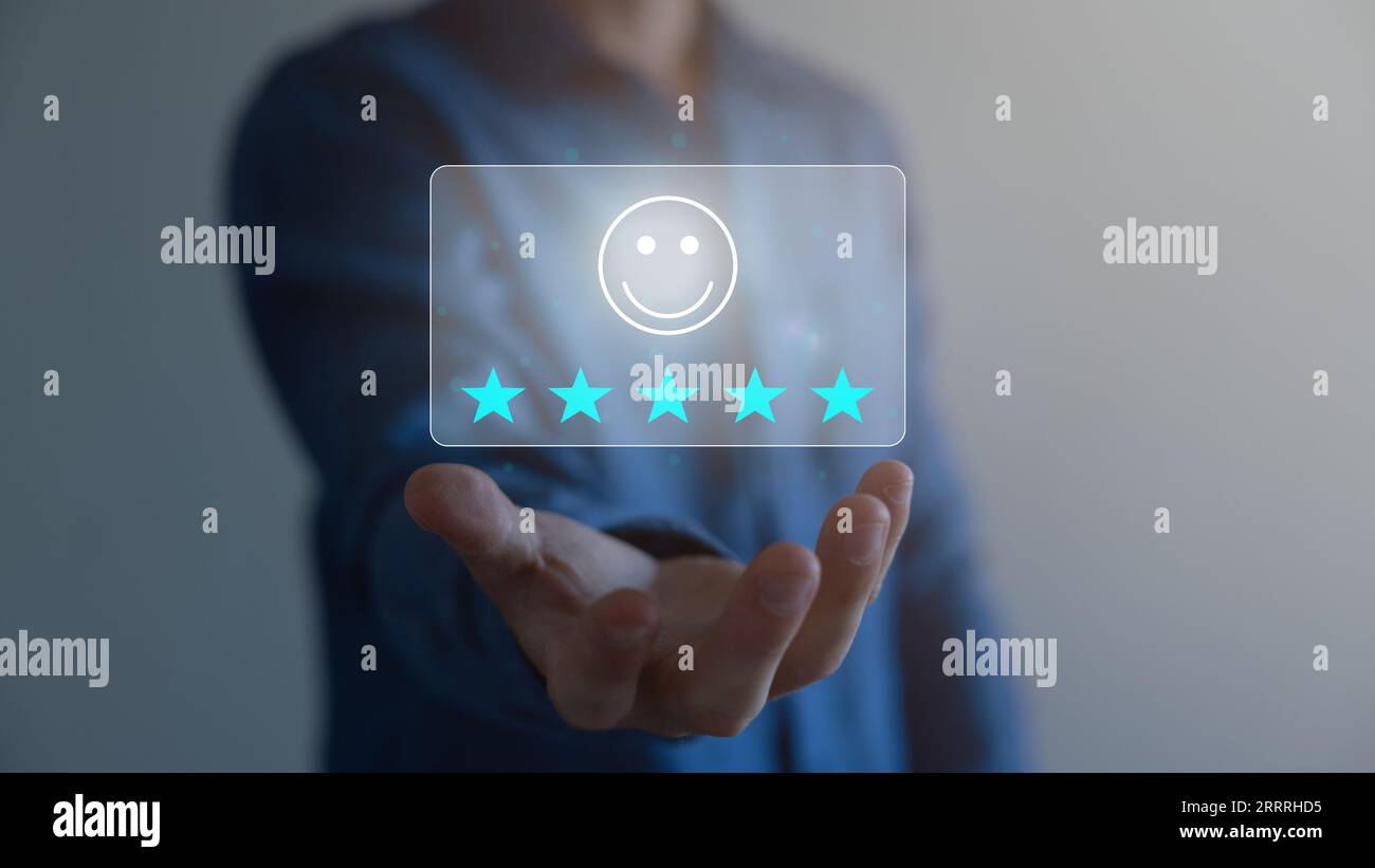 Technology customer assessment concept A close-up picture of a ...