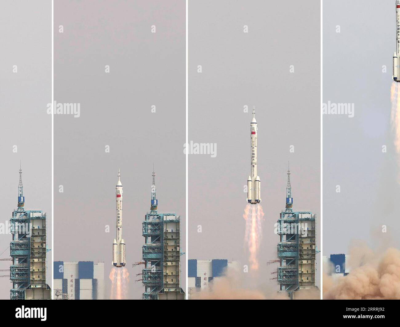230530 -- JIUQUAN, May 30, 2023 -- This combo photo taken on May 30 ...