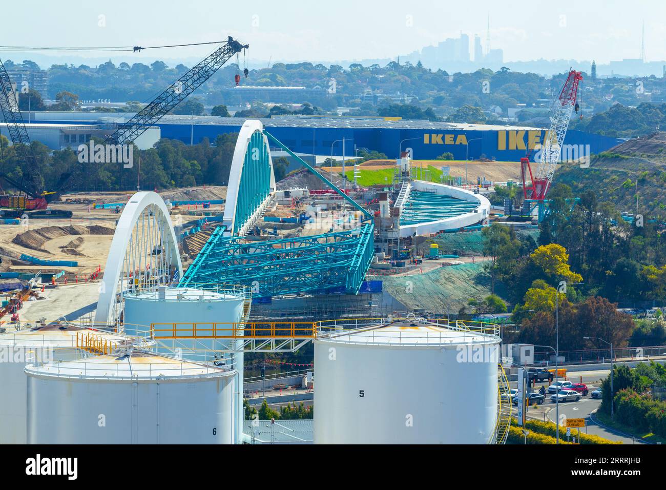 Installation of the bridge crossing Alexandra Canal at Tempe Reserve ...