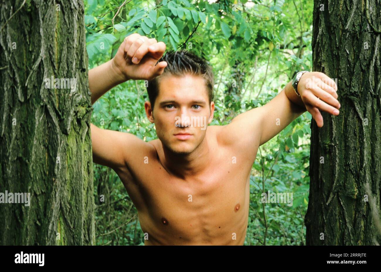 Model Lars Wunsch bei einer Outodoor Studiofotosession, Deutschland ...