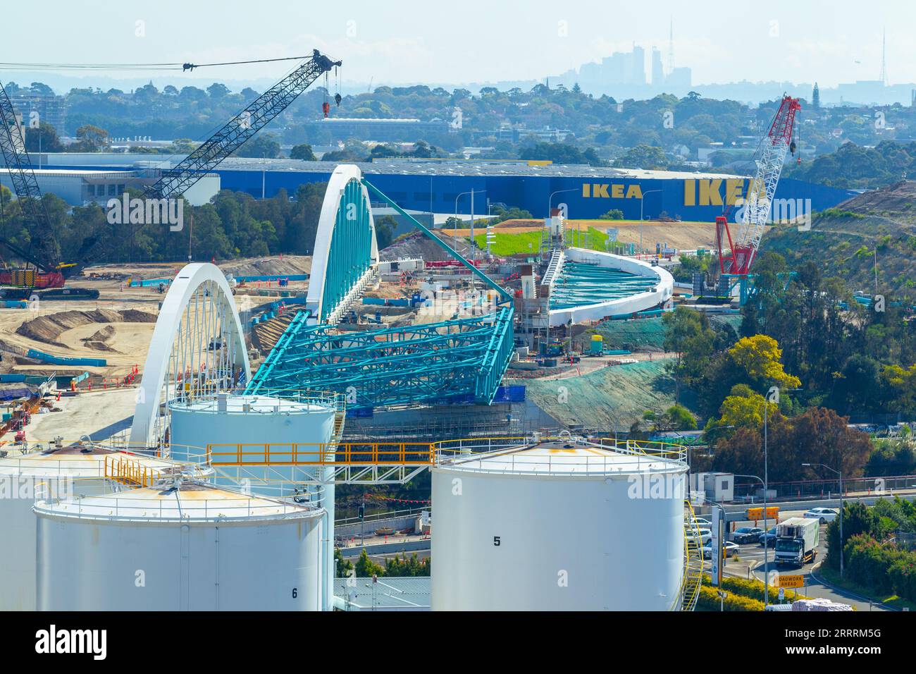 Installation of the bridge crossing Alexandra Canal at Tempe Reserve ...