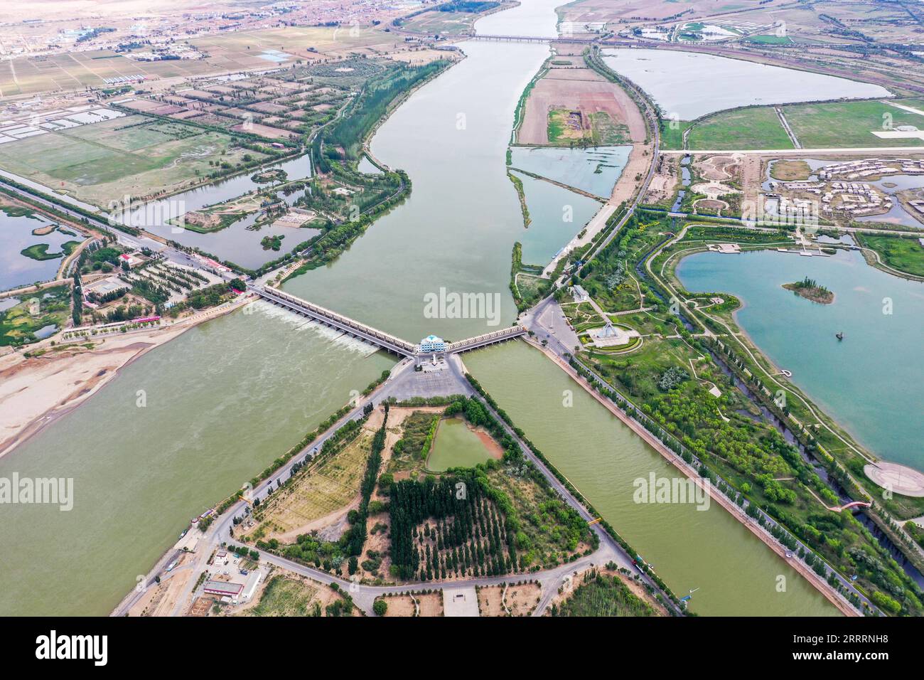 230607 -- BAYANNUR, June 7, 2023 -- This aerial photo taken on June 6 ...