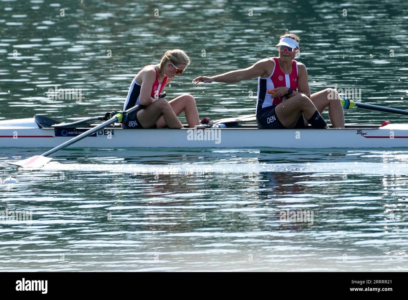 Karen Mortensen and Fie Udby Erichsen of Denmark react after the Women ...