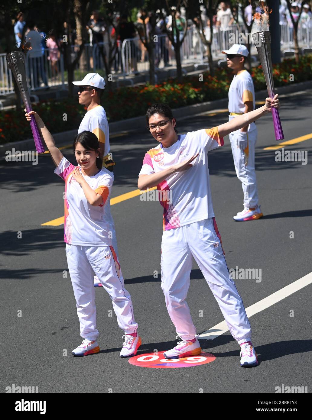 Huzhou, China's Zhejiang Province. 9th Sep, 2023. Torch bearers Xie ...