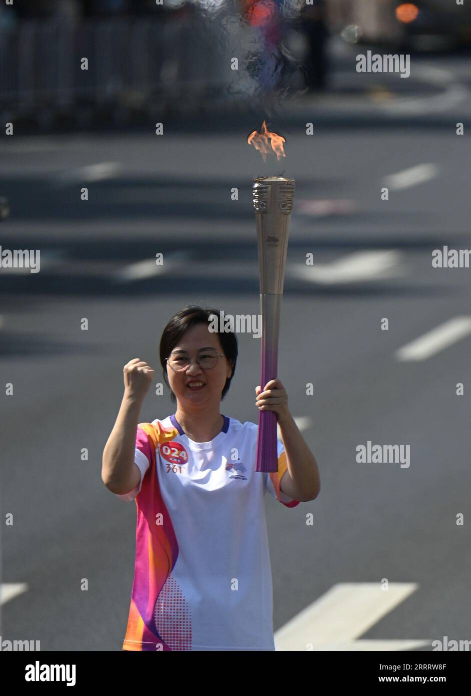 Huzhou, China's Zhejiang Province. 9th Sep, 2023. Torch bearer Zhang ...