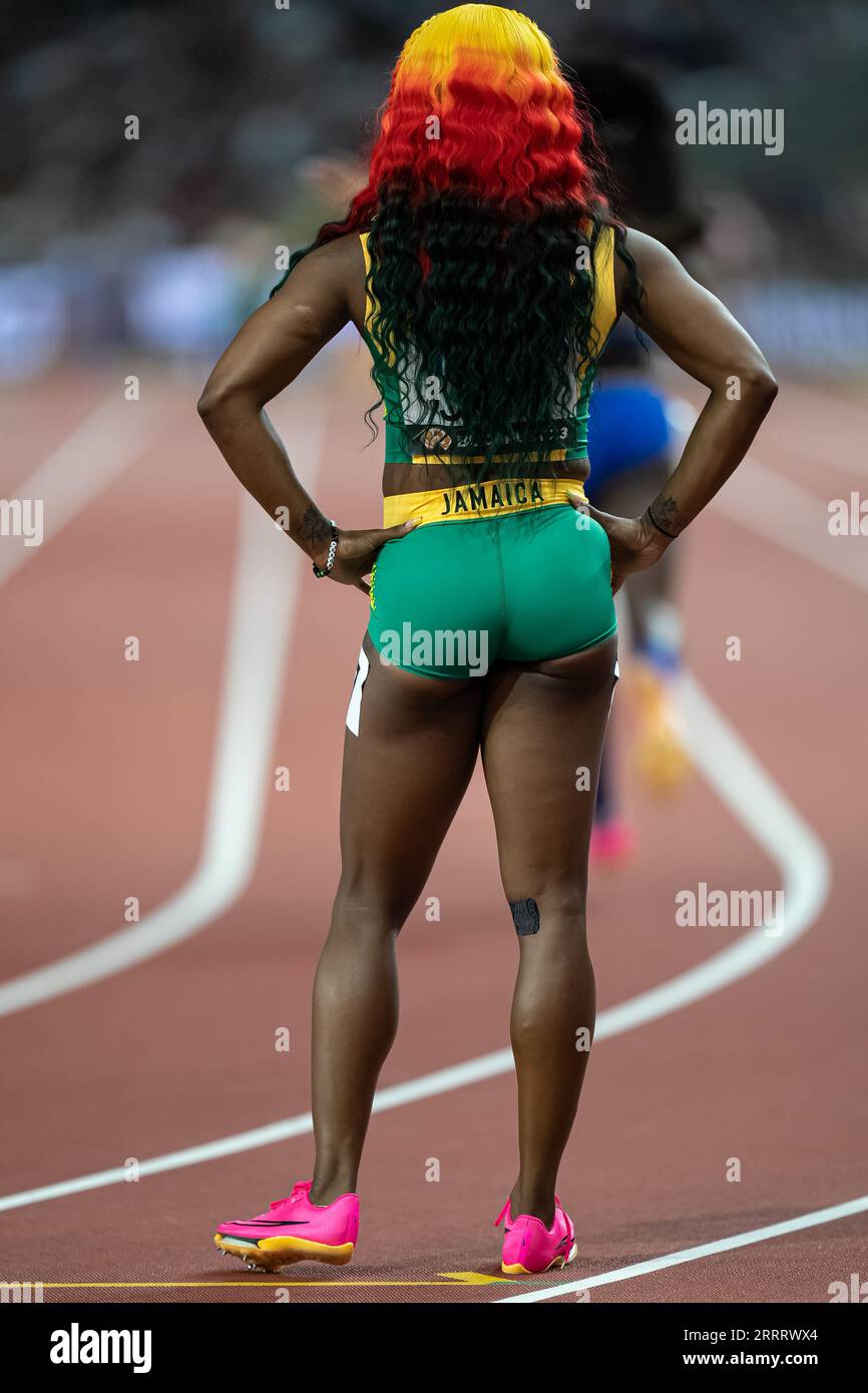 Shelly-Ann Fraser-Pryce participating in the 4X100 meters relay at the ...