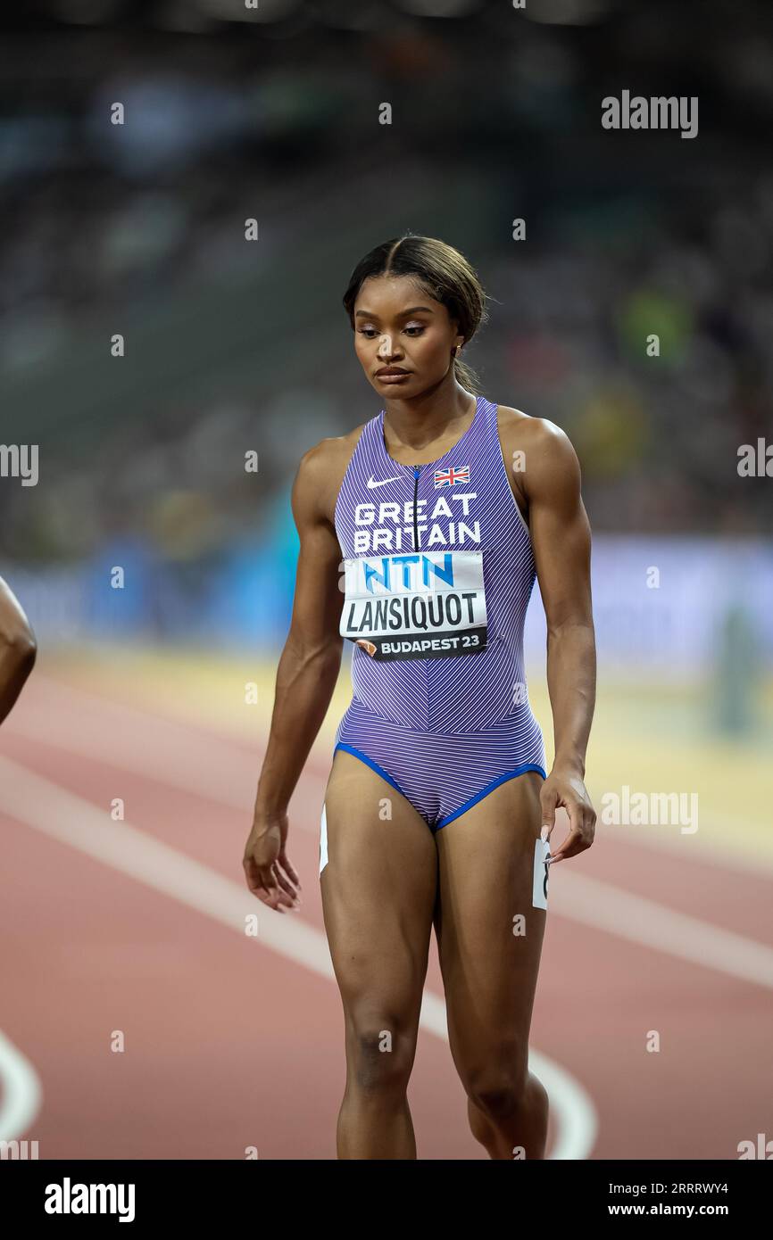 Imani-Lara Lansiquot participating in the 4X100 meters relay at the ...