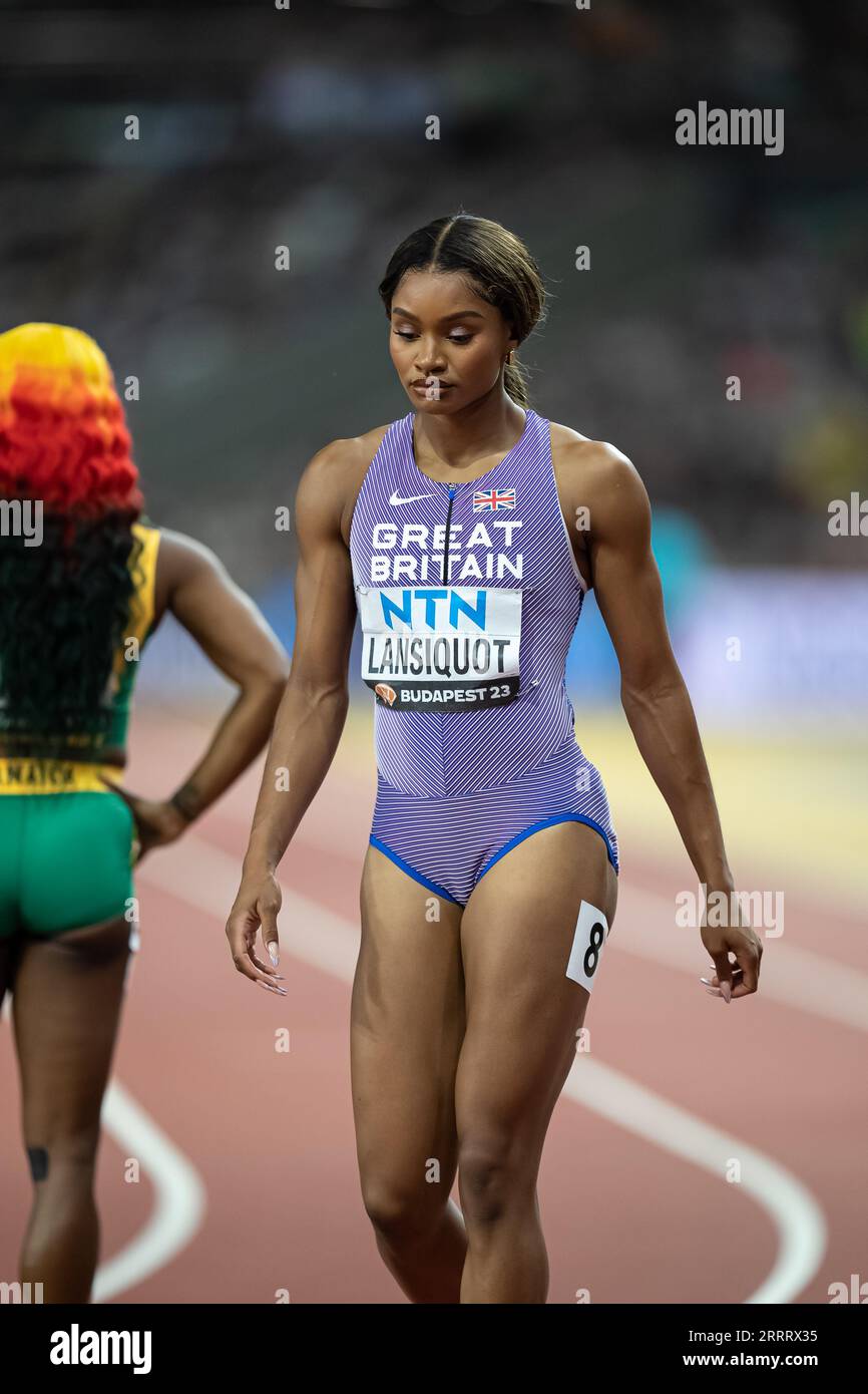 Imani-Lara Lansiquot participating in the 4X100 meters relay at the ...