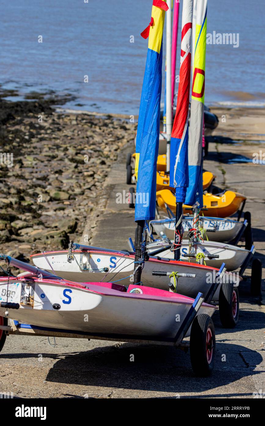 Cadet siling dinghies on Clevedon slipway Stock Photo - Alamy