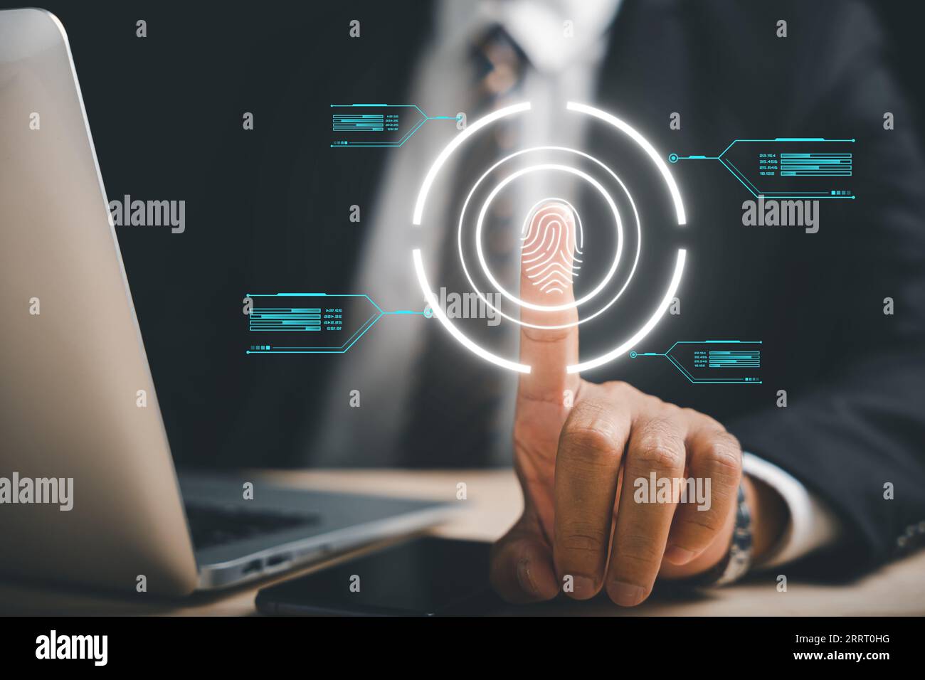 Futuristic biometric identification fingerprint scanner providing ...