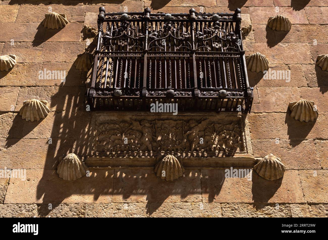 Antique medieval wrought iron balcony and shell moldings with their ...