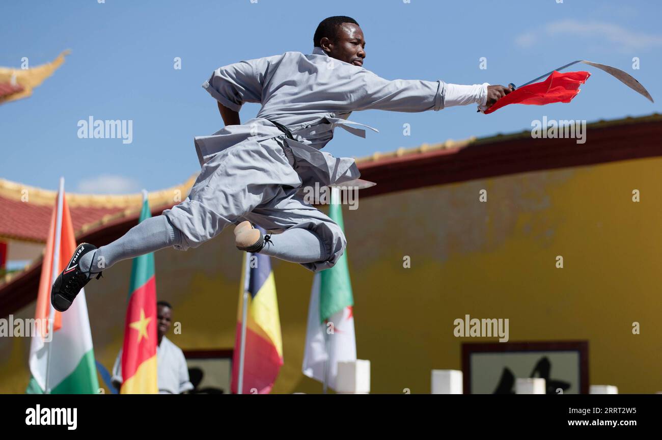 230626 -- LUSAKA, June 26, 2023 -- A participant demonstrates Kung Fu ...