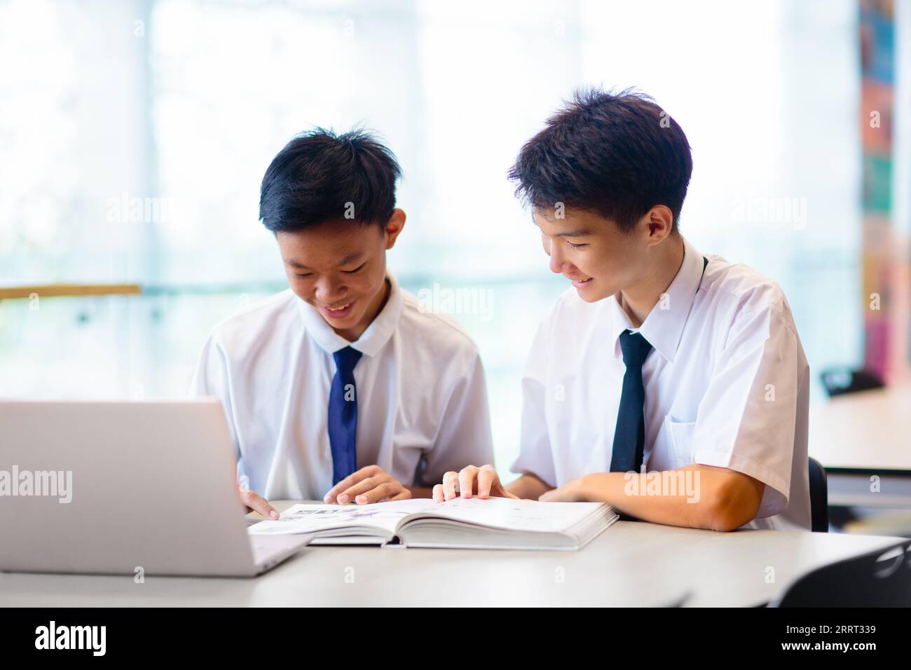 Kids go back to school. Interracial group of children of mixed age on ...