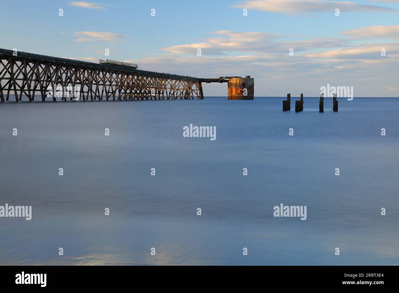 Long exposure image of a old derelict industrial pier at Hartlepool ...
