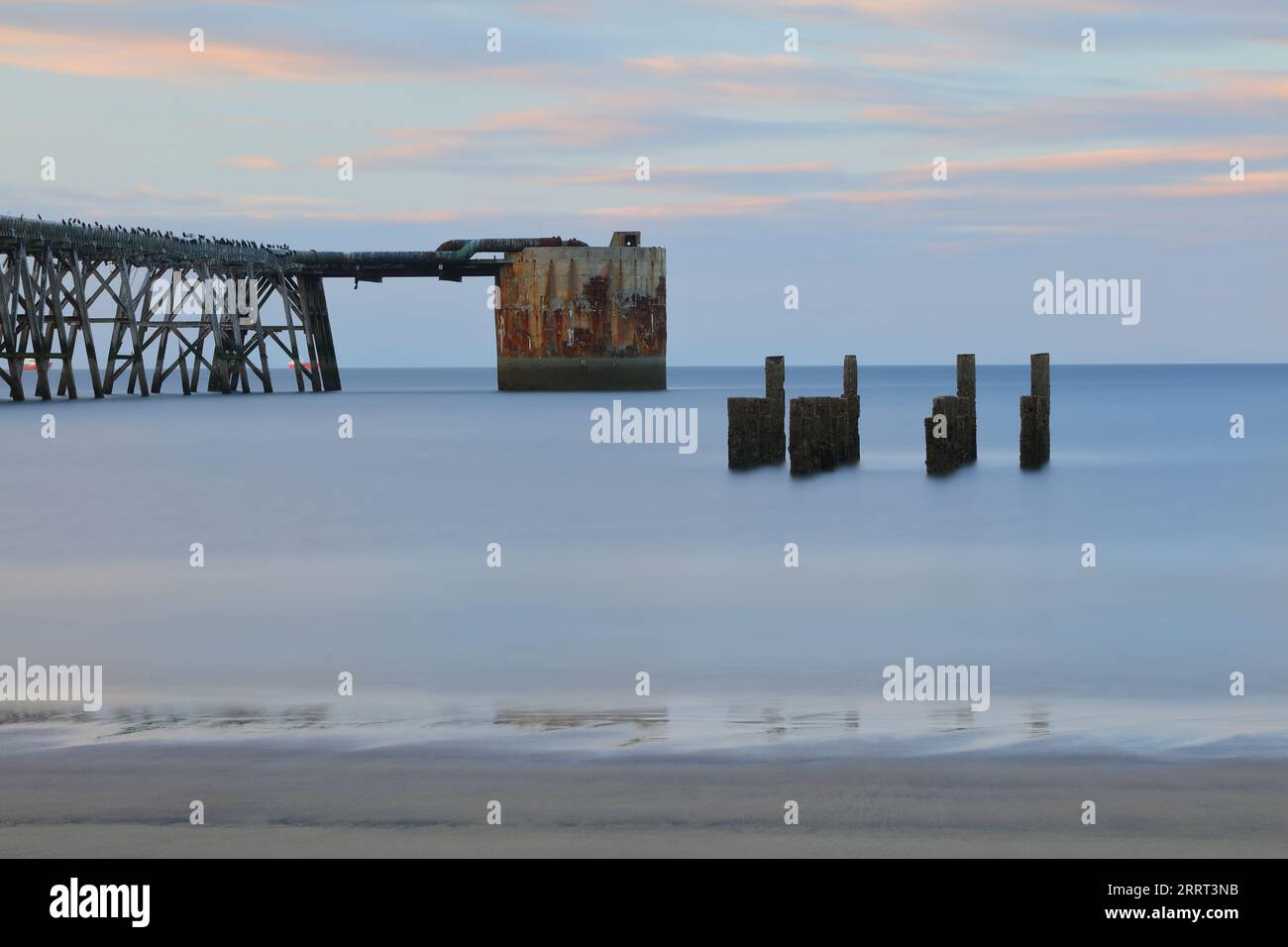 Long exposure image of a old derelict industrial pier at Hartlepool ...