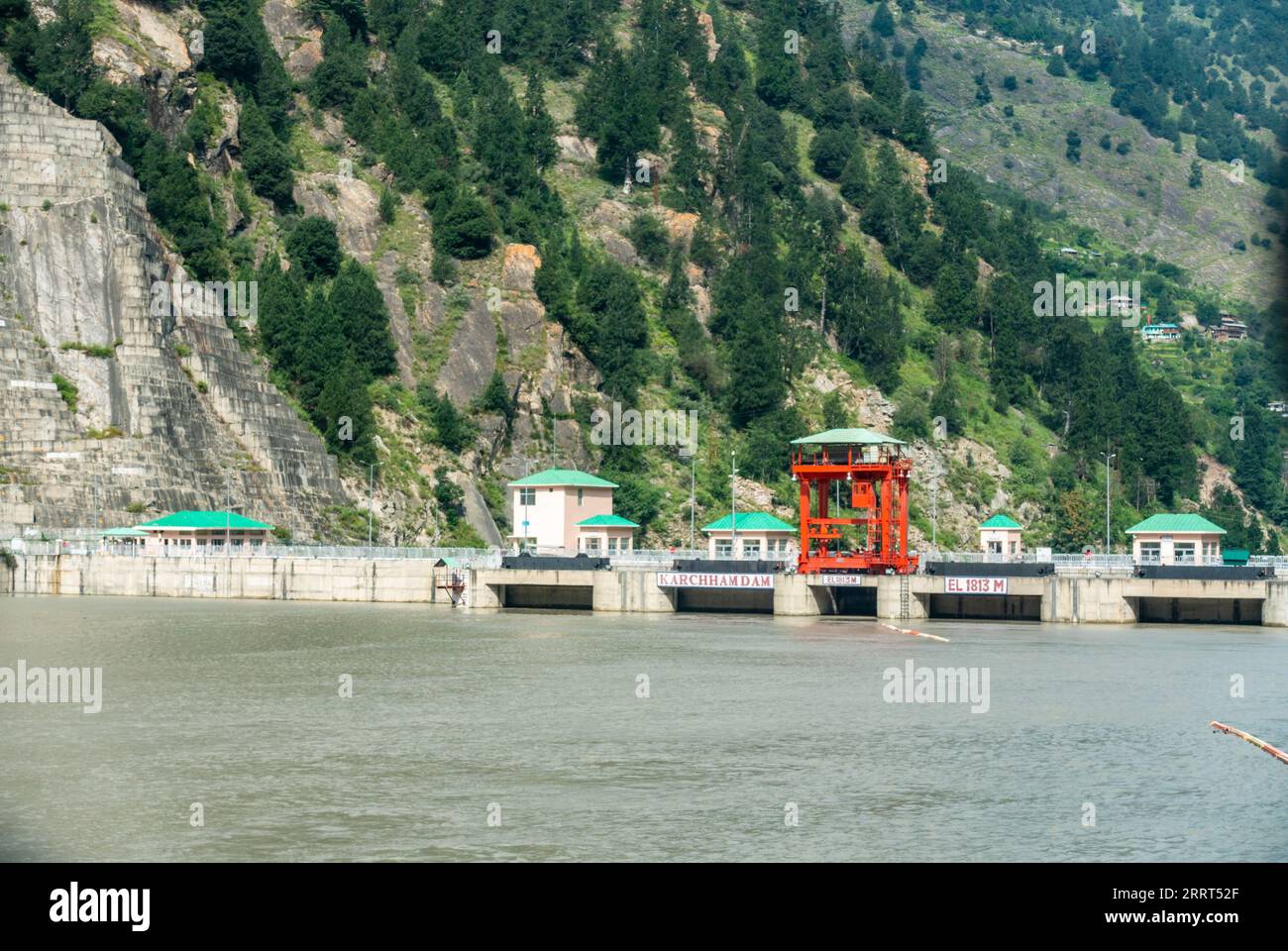 August 30th 2023, Himachal Pradesh, India. Karcham Dam on the Sutlej ...