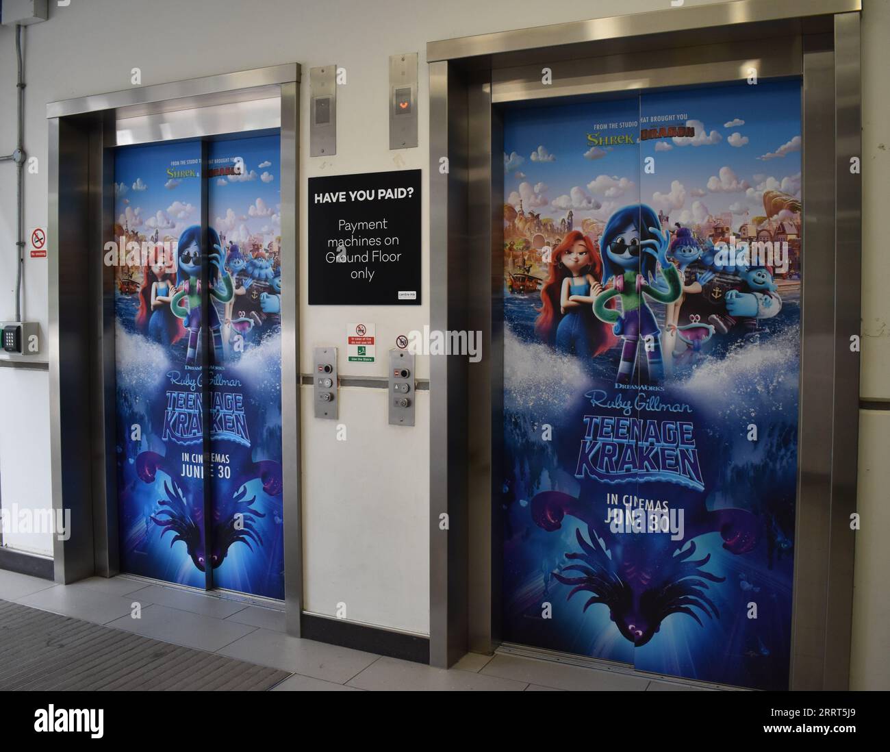 Advertising on the lift doors in a multi-storey car park in Milton ...