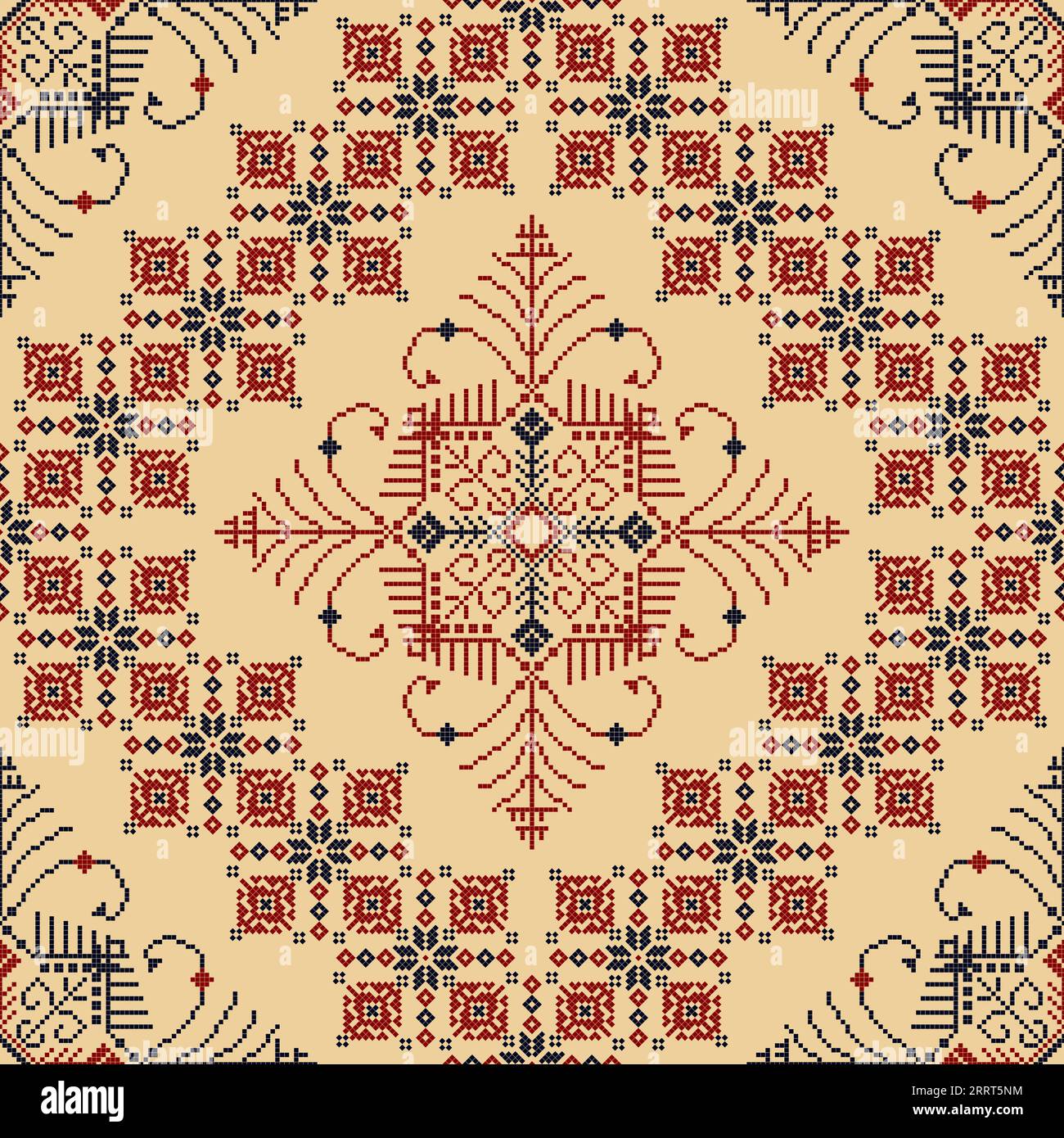 Traditional Latvian embroidery seamless pattern, vector illustration Stock Vector Image & Art ...