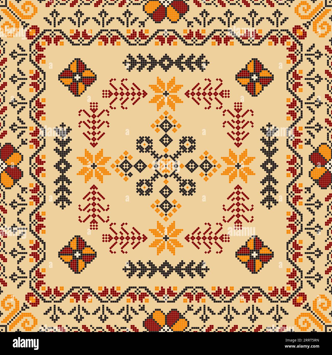 Traditional Latvian embroidery seamless pattern, vector illustration Stock Vector Image & Art ...