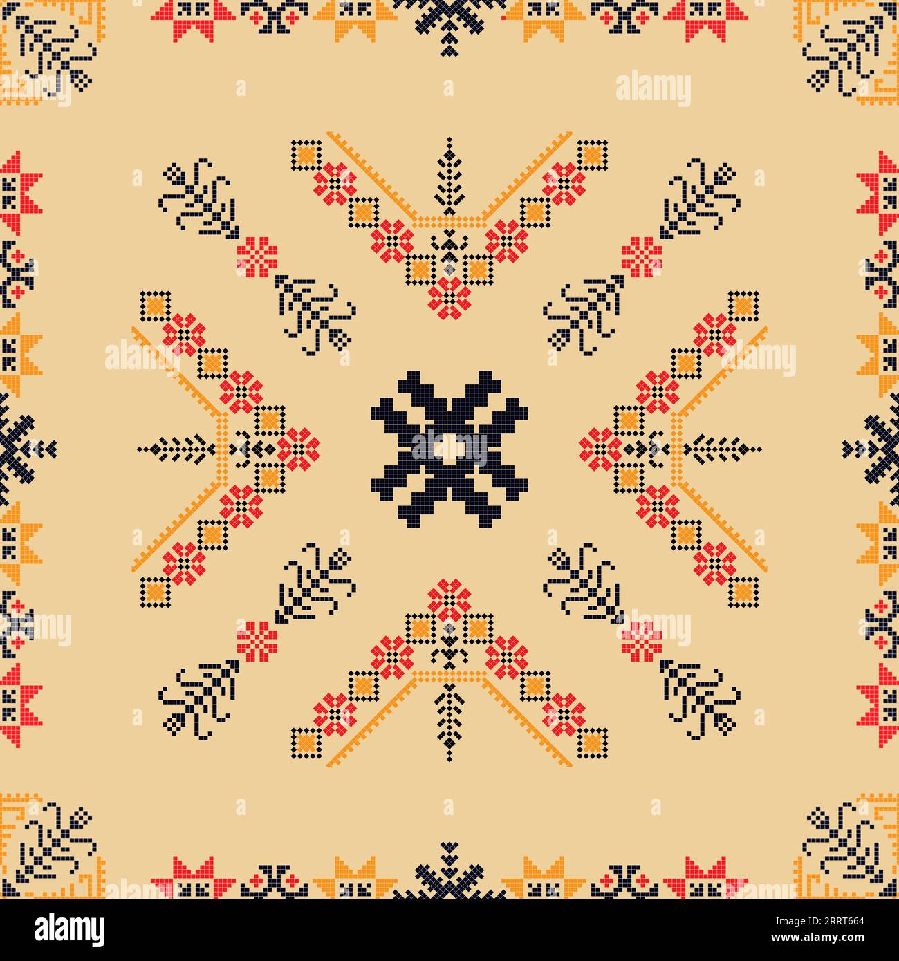 Traditional Latvian embroidery seamless pattern, vector illustration Stock Vector Image & Art ...