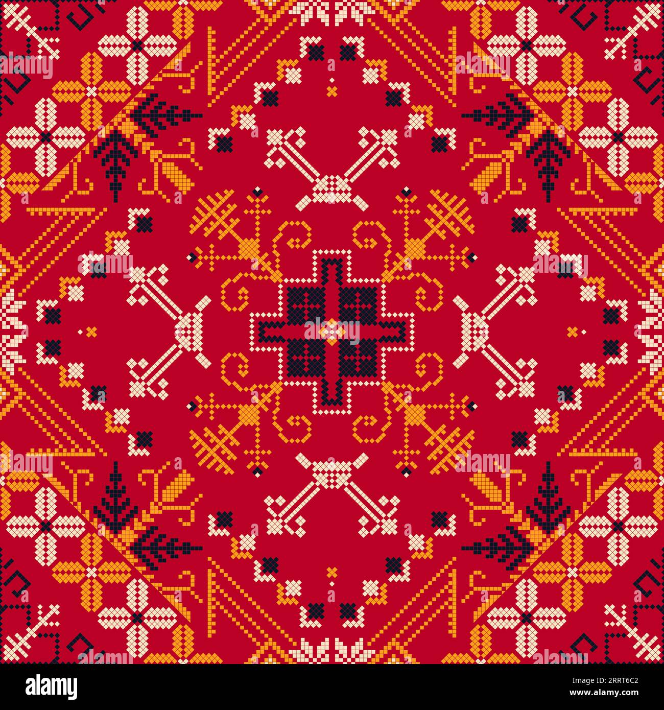 Traditional Latvian embroidery seamless pattern, vector illustration ...