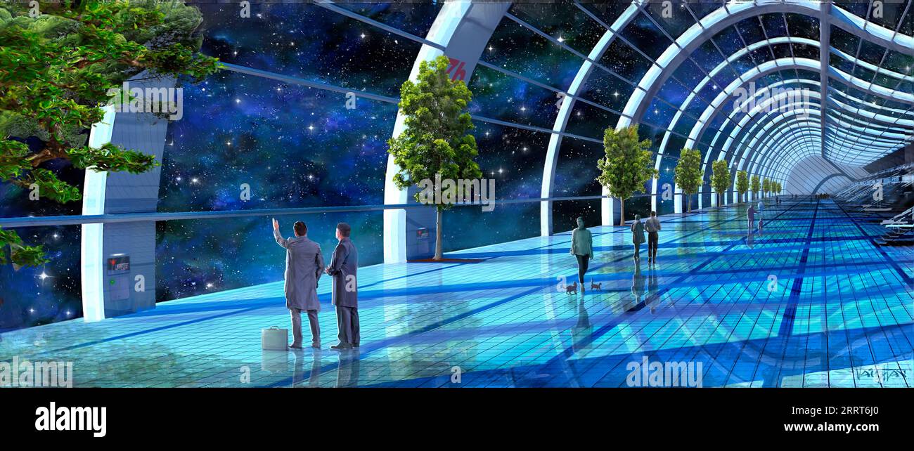 Space colony, illustration Stock Photo - Alamy