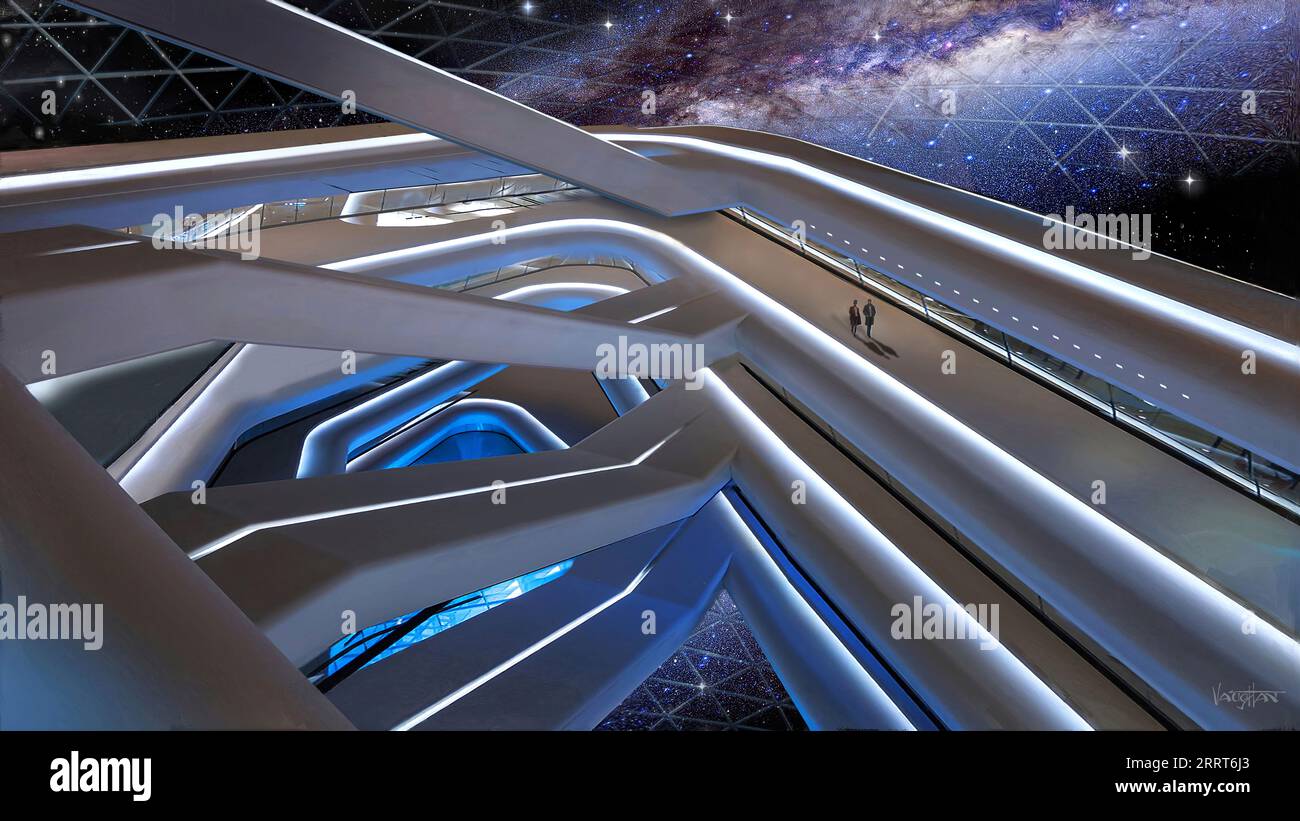 Space colony, illustration Stock Photo - Alamy