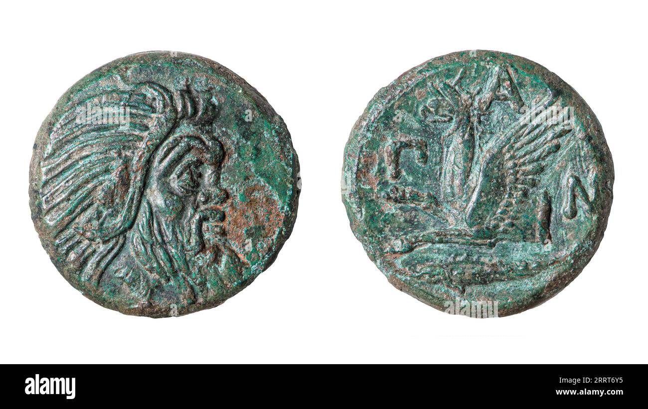 Ancient copper coin of the Bosporan kingdom. Tetrahalk. Isolated on ...