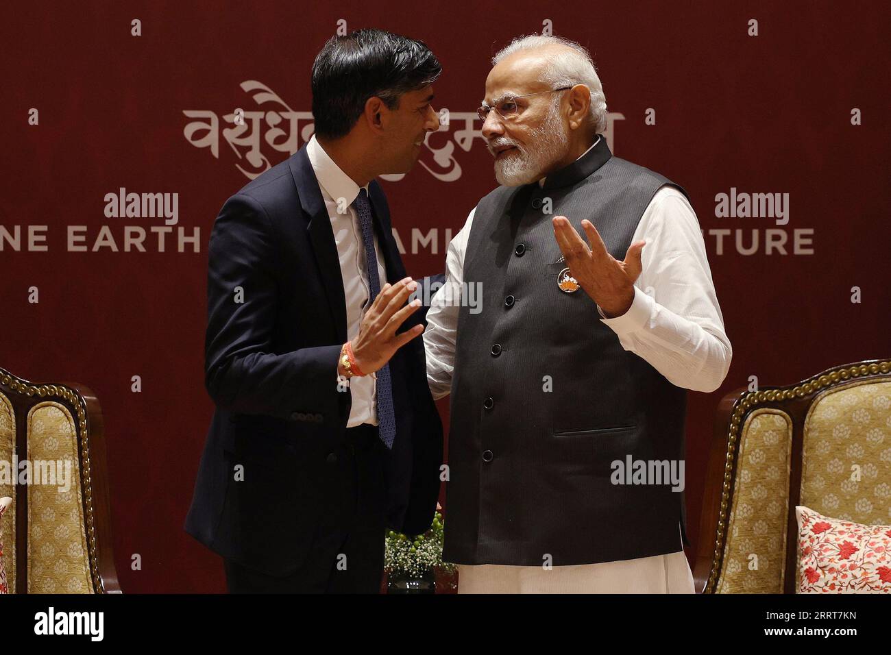 Prime Minister Rishi Sunak (left) during a bilateral meeting with Indian prime minister Narendra ...