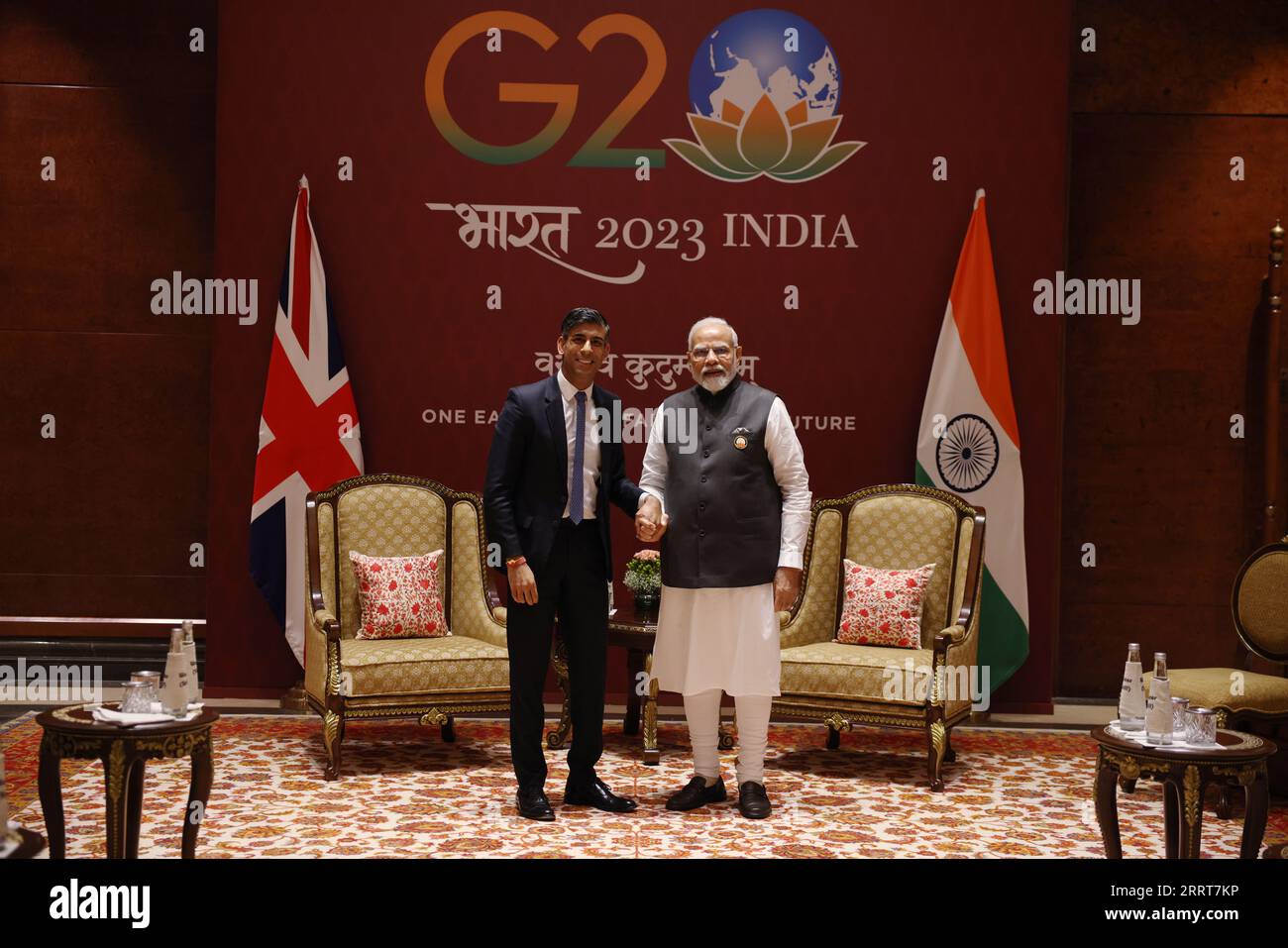 Prime Minister Rishi Sunak (left) during a bilateral meeting with Indian prime minister Narendra ...