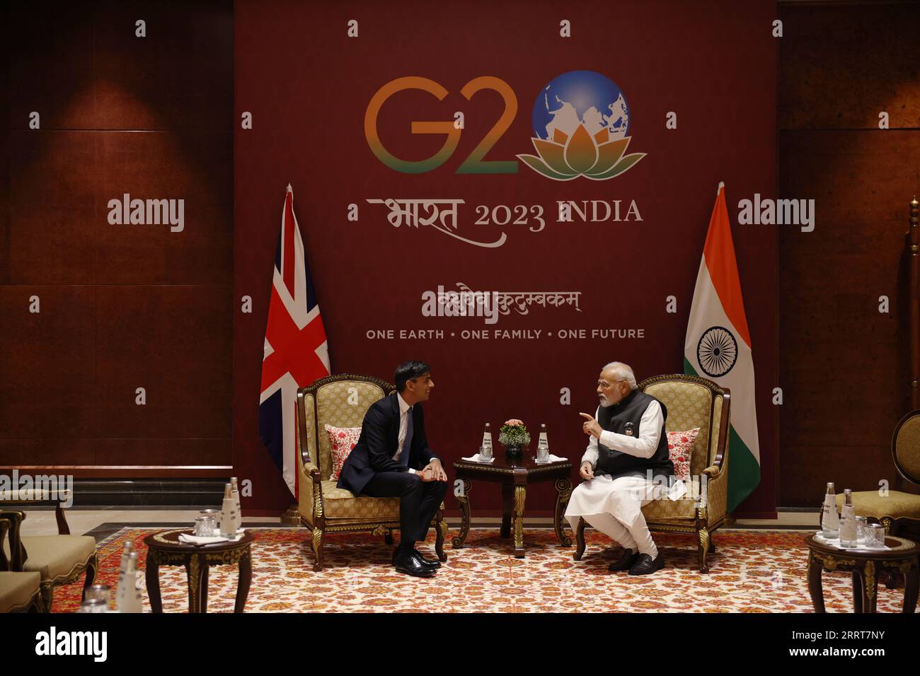 Prime Minister Rishi Sunak (left) during a bilateral meeting with Indian prime minister Narendra ...