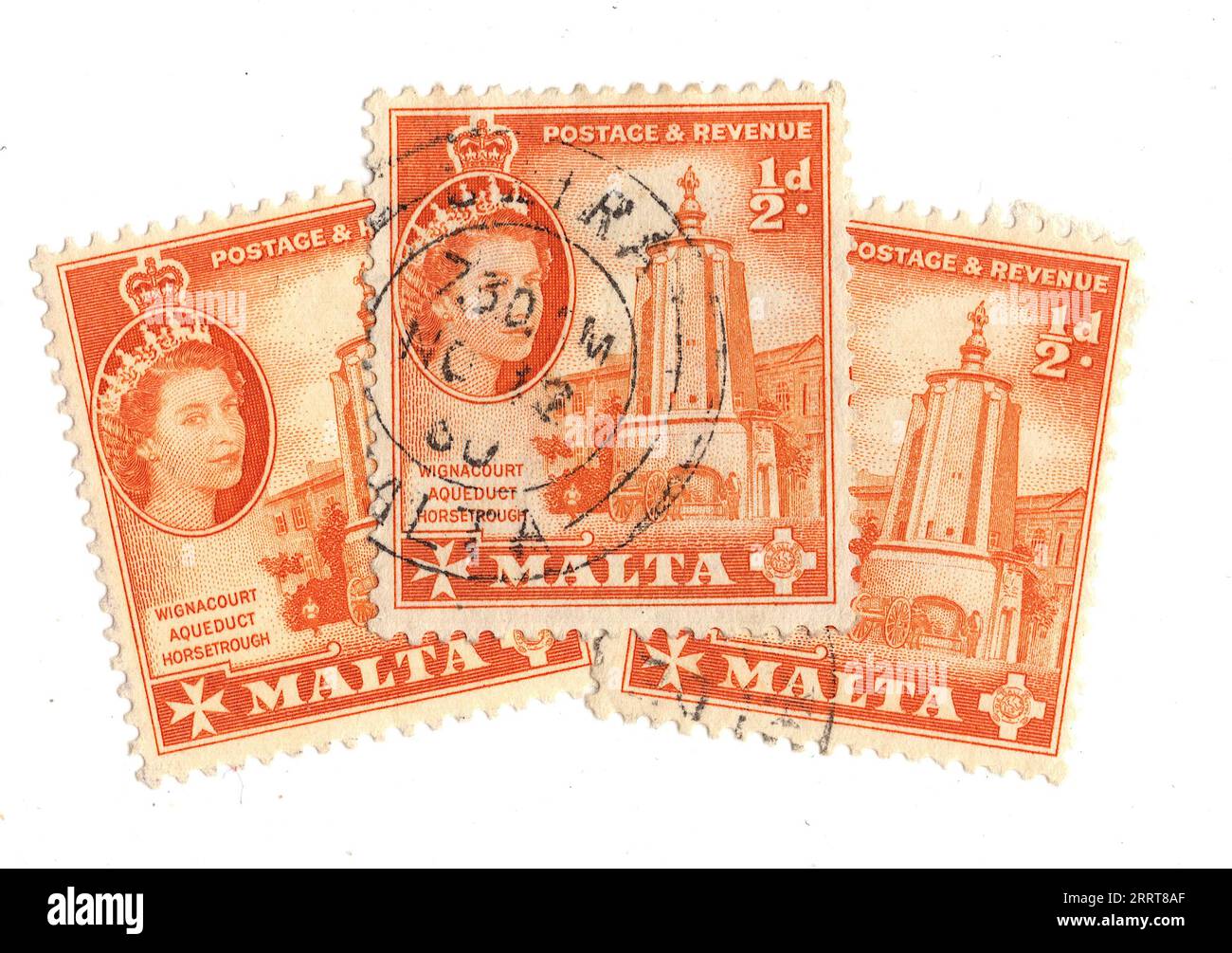 Vintage postage stamps from Malta on a white background Stock Photo - Alamy
