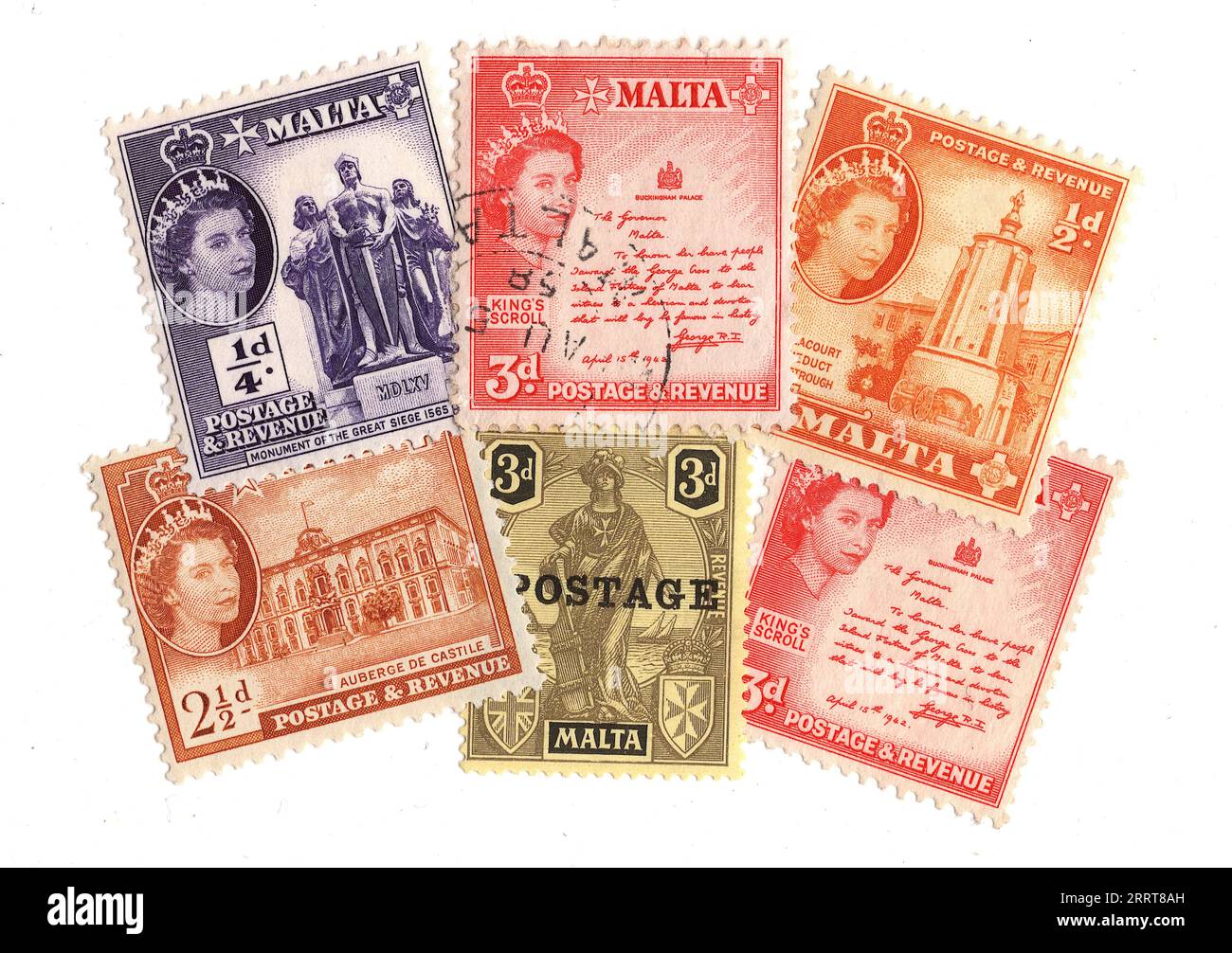 Vintage postage stamps from Malta on a white background Stock Photo - Alamy