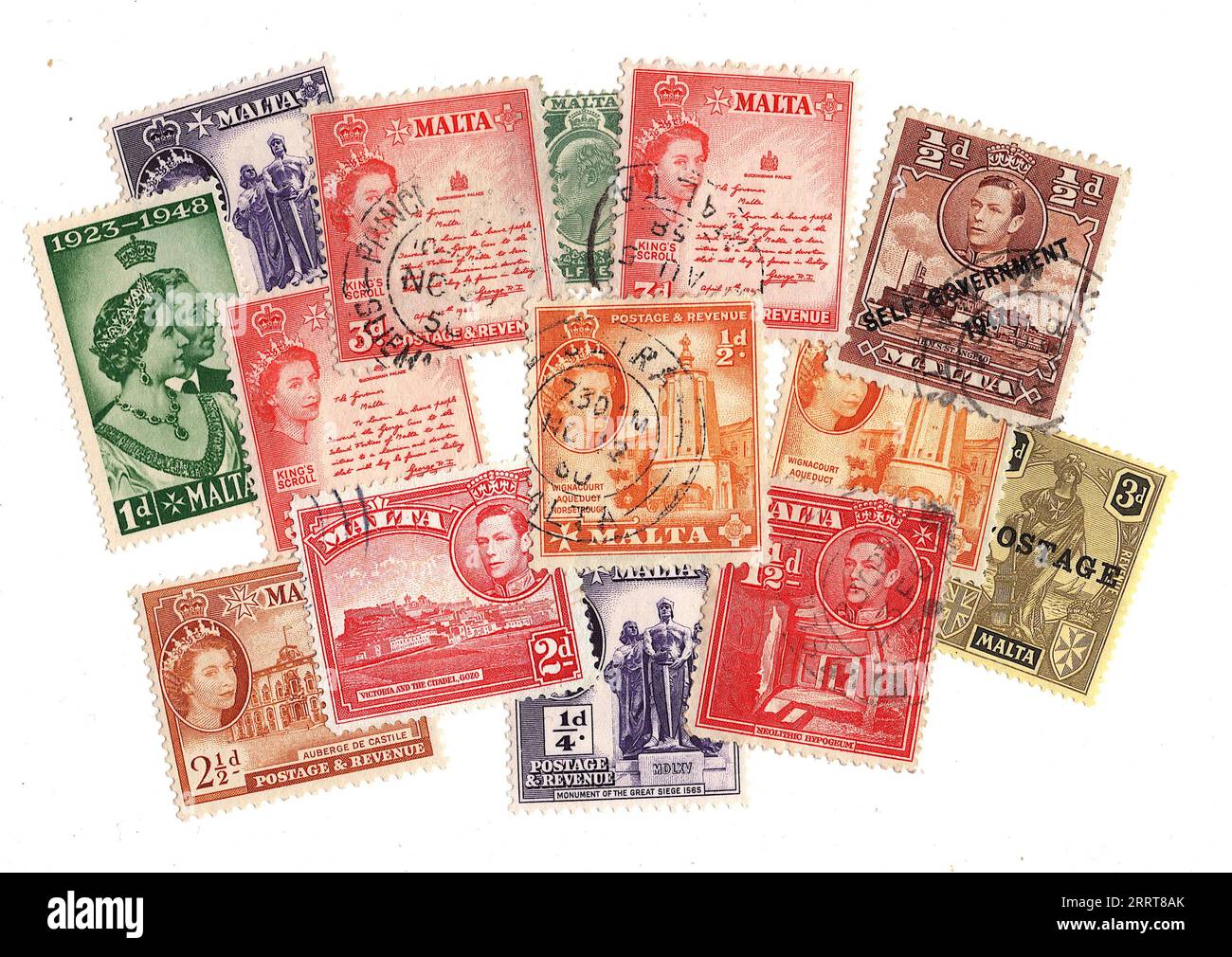 Vintage postage stamps from Malta on a white background Stock Photo - Alamy