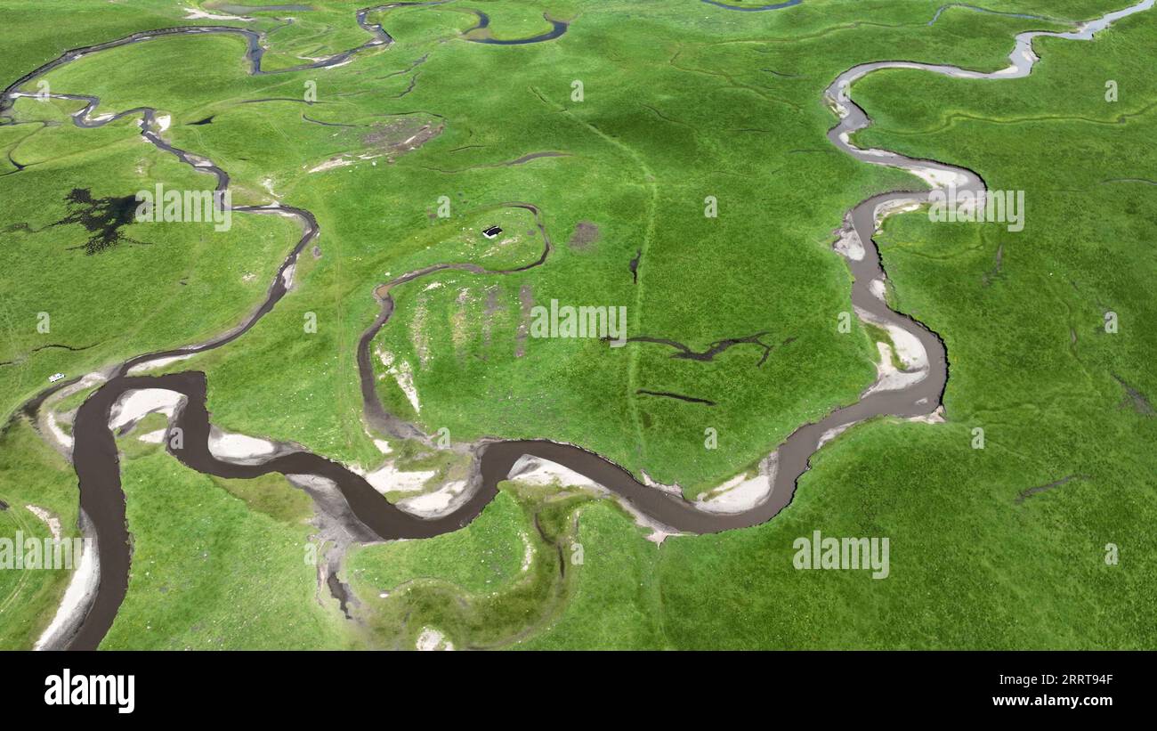 230707 -- MAQU, July 7, 2023 -- This aerial photo taken on July 6, 2023 ...