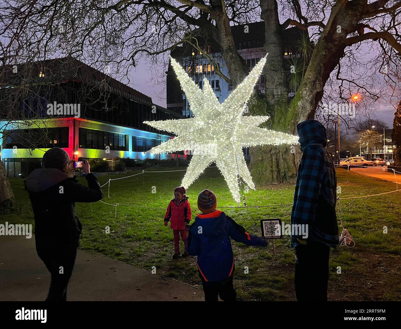 230707 -- CHRISTCHURCH, July 7, 2023 -- People visit a light show with ...