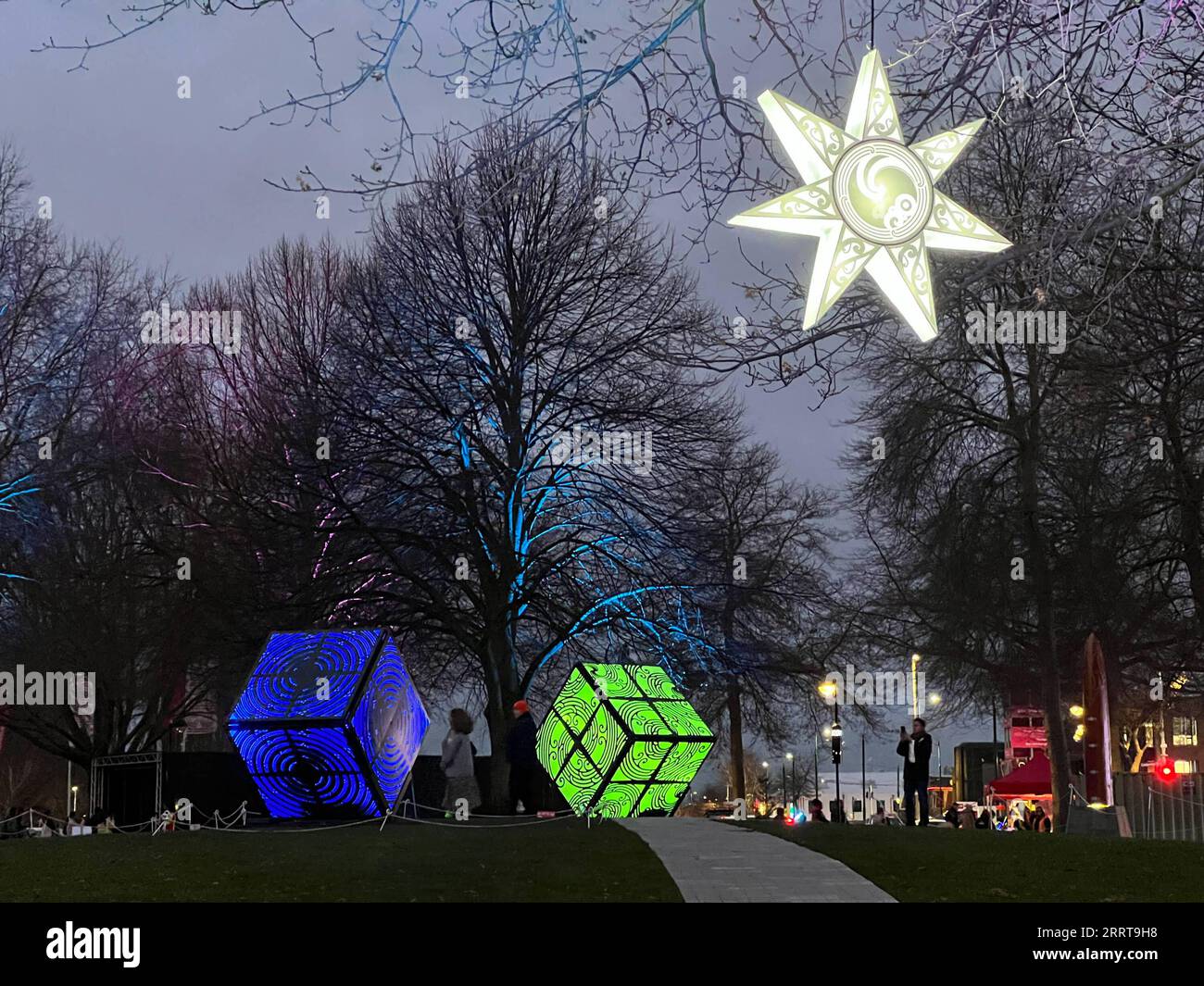 230707 -- CHRISTCHURCH, July 7, 2023 -- People visit a light show with ...