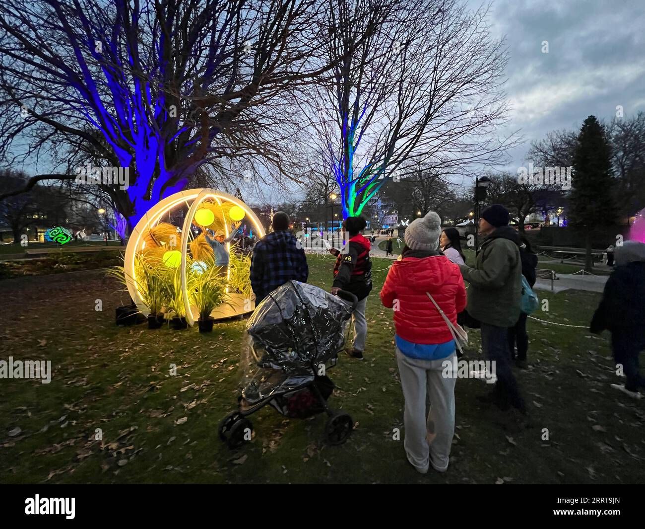 230707 -- CHRISTCHURCH, July 7, 2023 -- People visit a light show with ...