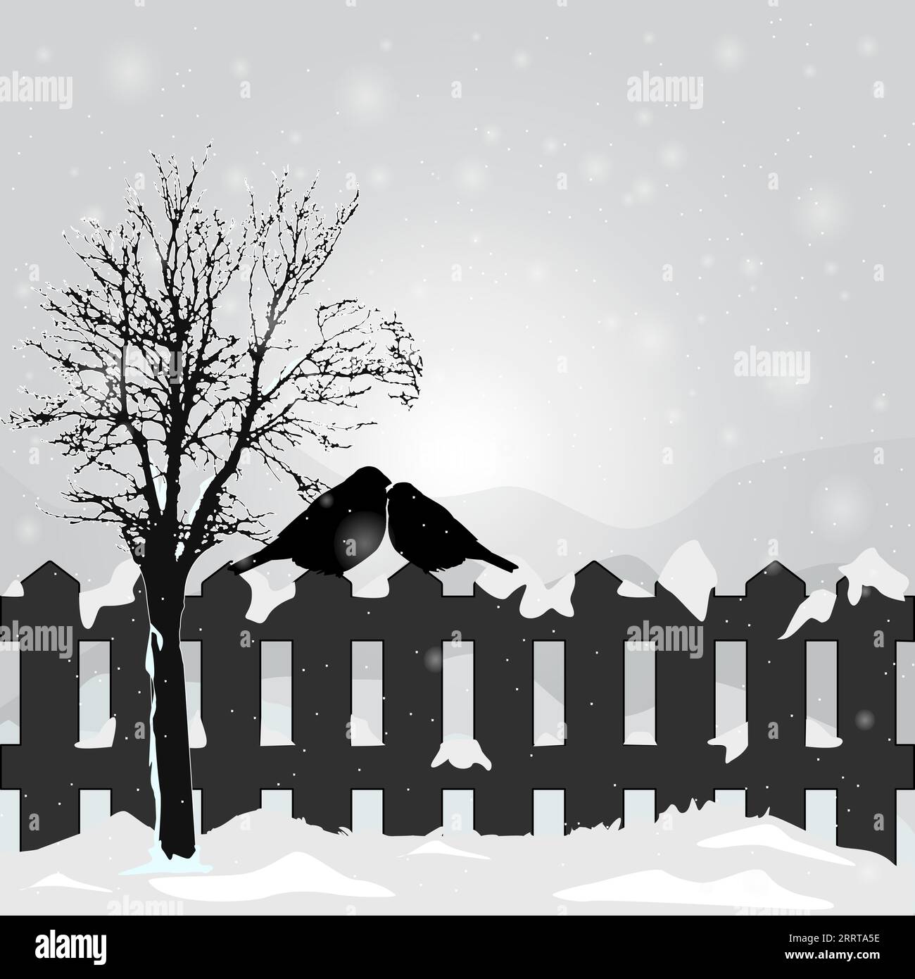 Winter Season Scene Clipart Black And White