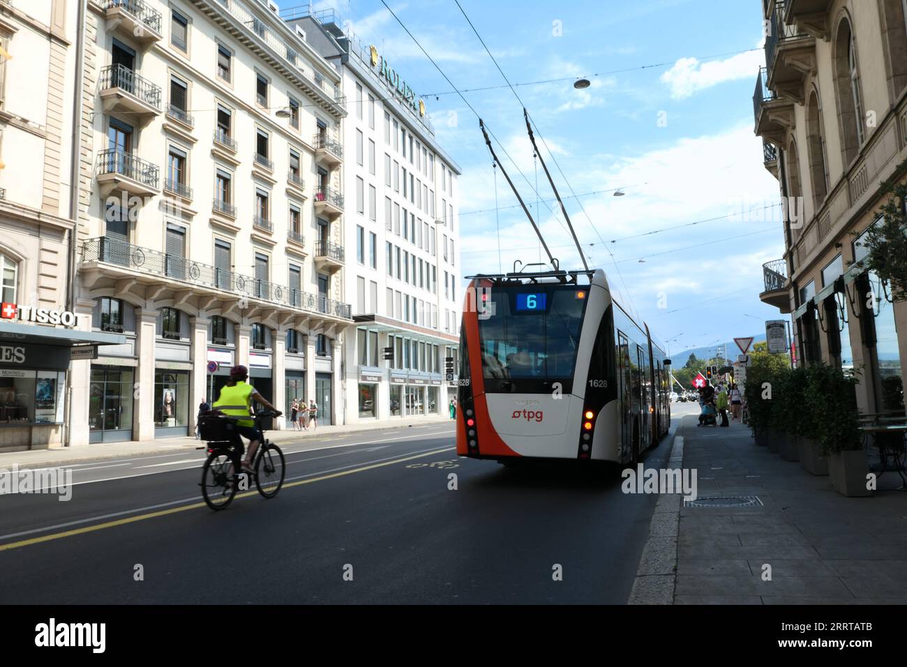 Geneva, switzerland. August 13. 2023. Ecological public transport in ...