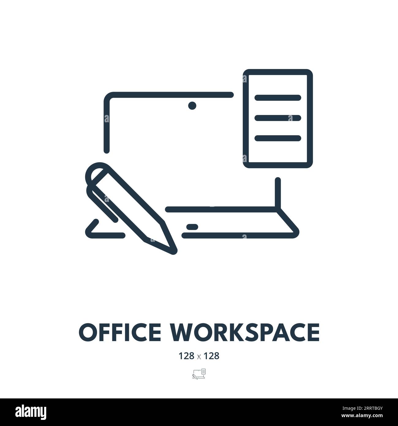 Office Workspace Icon. Workplace, Laptop, Desktop. Editable Stroke ... Office Workspace Icon. Workplace, Laptop, Desktop. Editable Stroke ...
