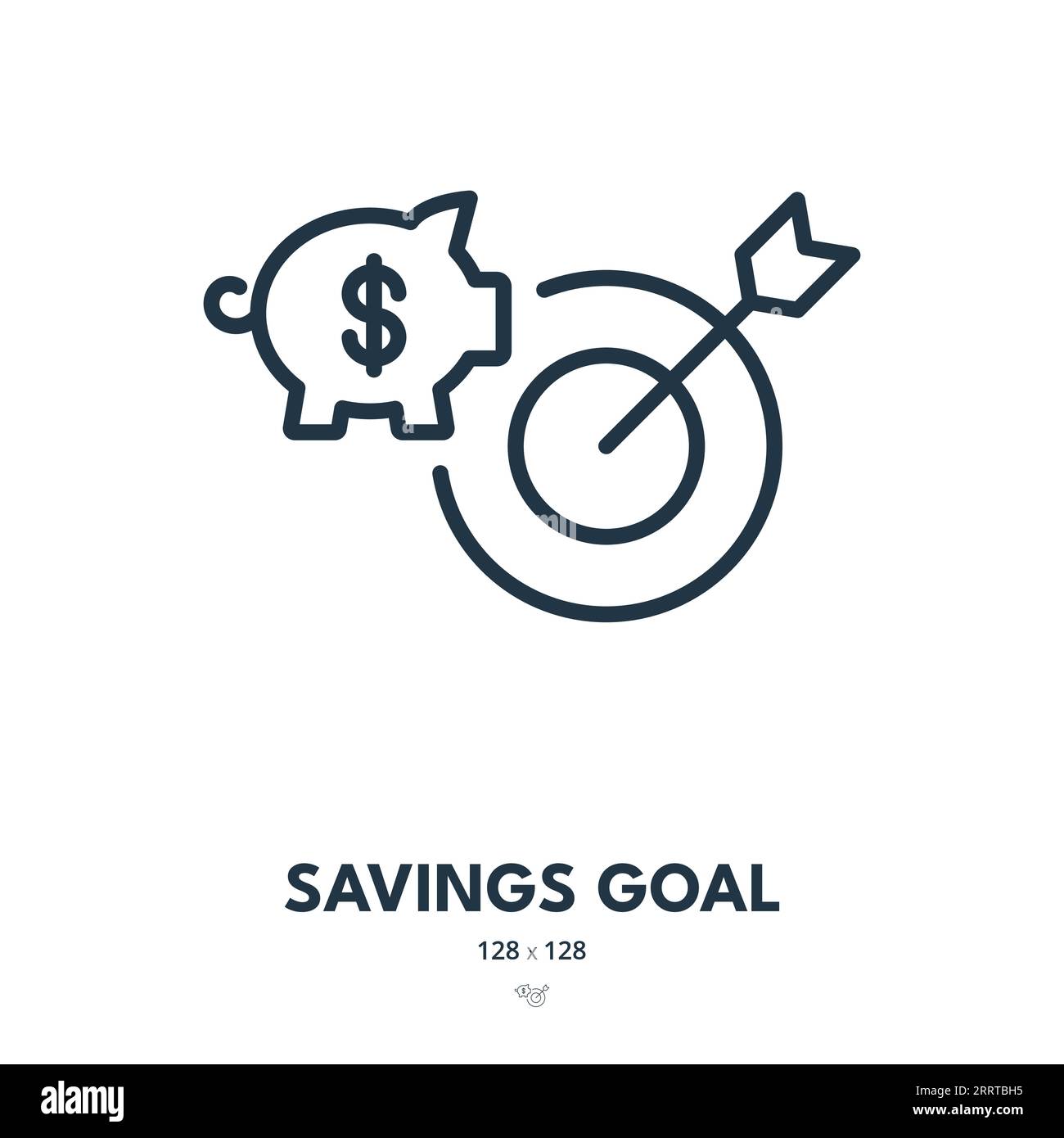 Savings Goal Icon. Piggy Bank, Wealth, Target. Editable Stroke. Simple ...