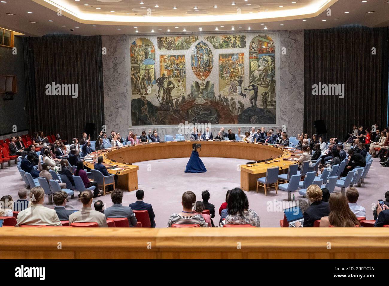 230714 -- UNITED NATIONS, July 14, 2023 -- Representatives vote on a ...