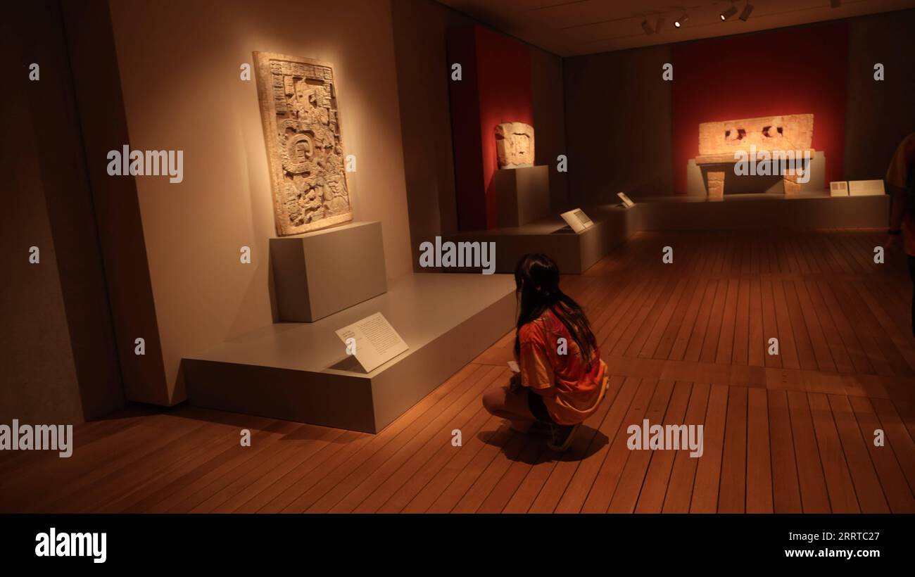 230714 -- FORT WORTH U.S., July 14, 2023 -- A visitor views a Maya ...